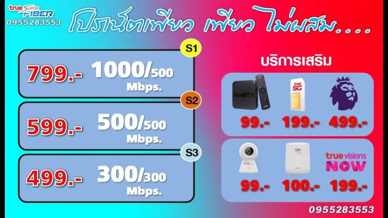 รวมแพ๊กเน็ตบ้านทรู True Fiber ทรูออนไลน์ เน็ตบ้านเร็วแรง พร้อมติดตั้งฟรี
