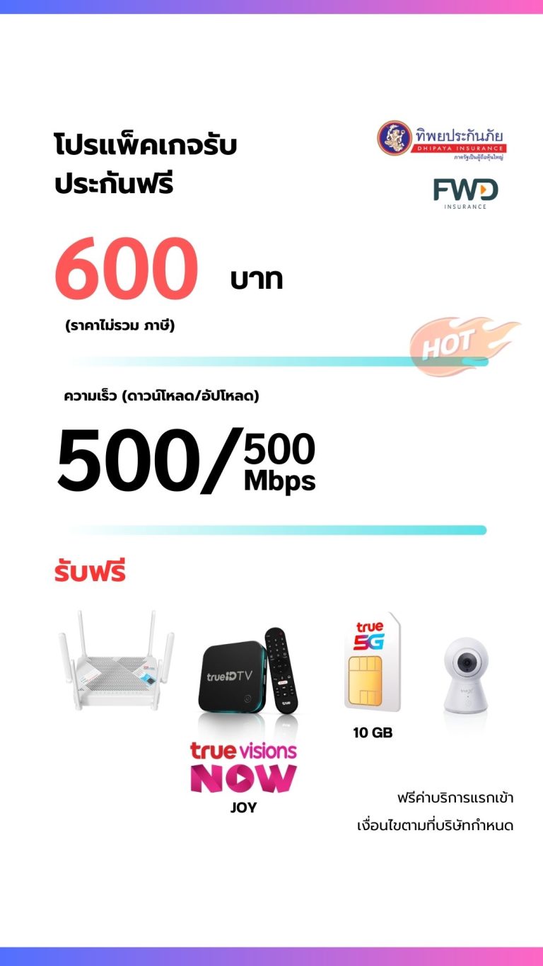 รวมแพ๊กเน็ตบ้านทรู True Fiber ทรูออนไลน์ เน็ตบ้านเร็วแรง พร้อมติดตั้งฟรี