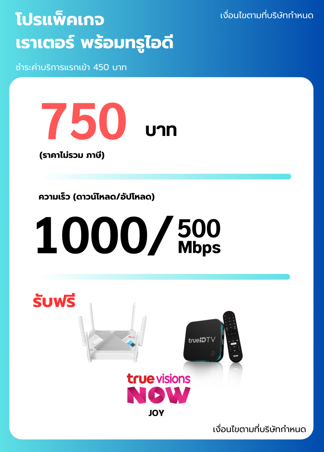 ติดเน็ตบ้านทรูราคา ฿499 True Online ติดตั้งฟรีไม่คิดเพิ่ม ของแถมเพียบ