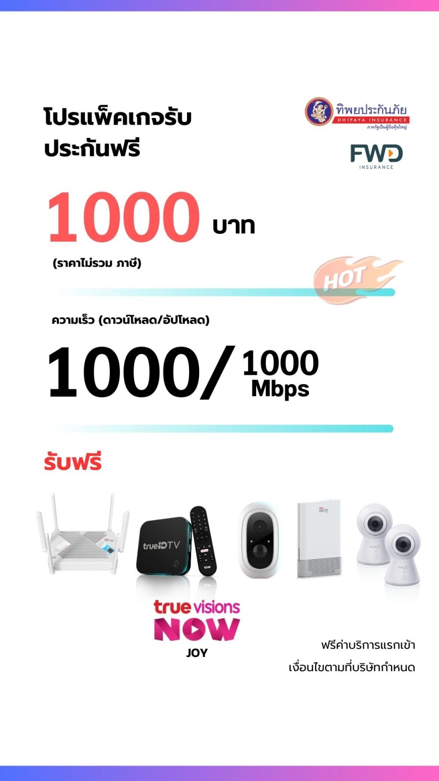 รวมแพ๊กเน็ตบ้านทรู True Fiber ทรูออนไลน์ เน็ตบ้านเร็วแรง พร้อมติดตั้งฟรี