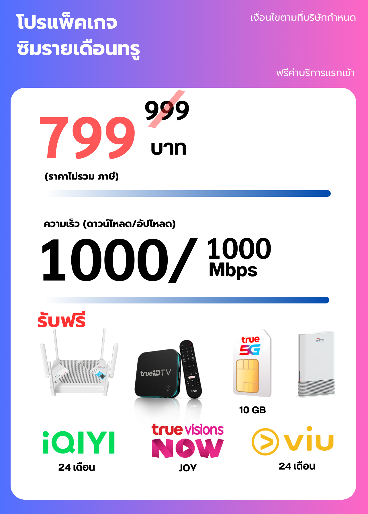 รวมแพ๊กเน็ตบ้านทรู True Fiber ทรูออนไลน์ เน็ตบ้านเร็วแรง พร้อมติดตั้งฟรี