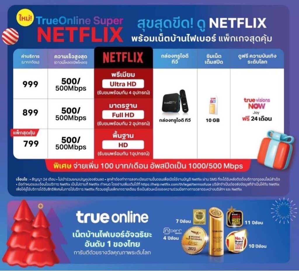 ติดเน็ตบ้านทรูราคา ฿499 True Online ติดตั้งฟรีไม่คิดเพิ่ม ของแถมเพียบ